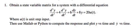 1 Obtain A State Variable Matrix For A System With A