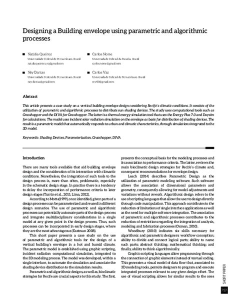 Pdf Designing A Building Envelope Using Parametric And Algorithmic Processes