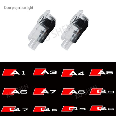 자동차 도어 로고 환영 조명 Led 프로젝터 램프 아우디 A1 A2 A3 A4 A5 A6 A7 A8 Q3 Q5 Q7 Q8 콰트로 자동차 액세서리 2 개