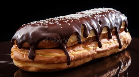Ai Generated Artisanal Chocolate Eclair With Rich Chocolate Glaze And