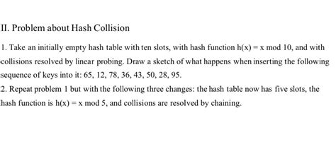 Solved Ii ﻿problem About Hash Collisiontake An Initially