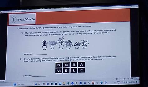 Directions Solve For The Permutation Of The Following Real Life Situation 1 Ms Cruz Loves