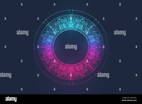 Scientific Vector Illustration Quantum Computer Technology Plexus