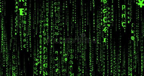 Cyberspace With Falling Green Digital Lines Binary Hanging Chain