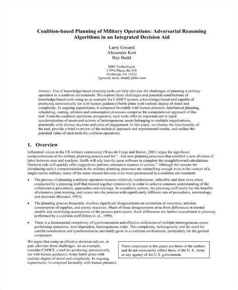 Free 9 Military Operational Plan Samples In Pdf
