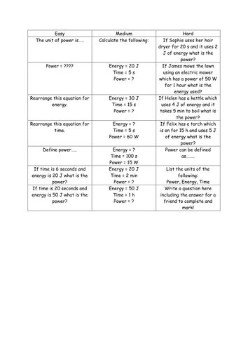 Power Calculations Mixed Teaching Resources