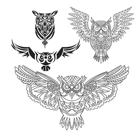 可爱卡通手绘黑白简笔画猫头鹰插画logo背景 蛙客网