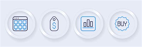 라인 구매 버튼 파이 차트 인포그래픽 달러가 있는 가격표 및 온라인 쇼핑 화면 아이콘을 설정합니다 벡터 0명에 대한 스톡 벡터 아트 및 기타 이미지 Istock
