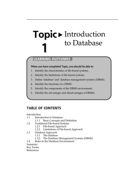 Topic 1 Introduction To Database Pdf Sql Databases