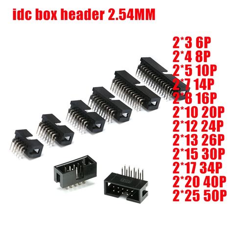 10pcs Right Angle 6 10 20 26 34 40 Pin 2 54mm Pitch Male Socket Idc Box Headers Pcb Connector