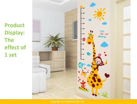 Giraffe Monkeys Tree Wall Stickers With Diy Height Measurement Wall