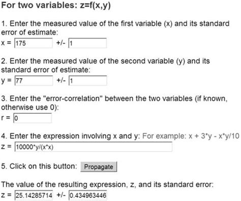 Use An Online Calculator For Complicated Error Propagation Expressions Dummies
