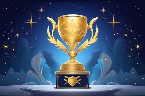 Golden Trophy Ramadan Kareem Banner Premium Ai Generated Vector