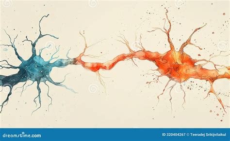 Illustration Of A Neuron With And Without Myelin Sheath Showing The