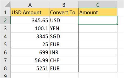 How To Do Currency Conversion Using VLOOKUP In Excel Sheetaki