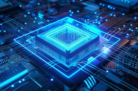 visualization of quantum computing architecture blue light matrix premium ai generated image