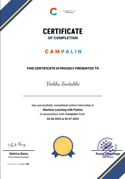 Vedika Sontakke On Linkedin Machinelearning Python Internship Campalian Datascience