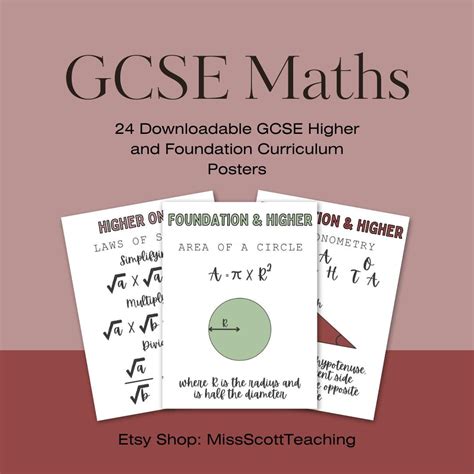 Gcse Maths Classroom Posters Set Secondary School Teaching Resources Math Poster Set Ks4