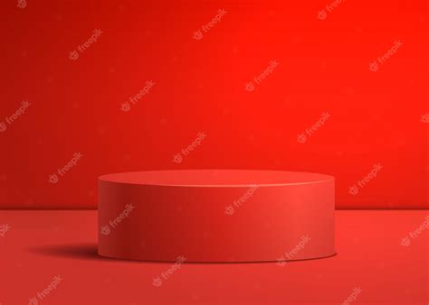 제품 디스플레이 프레 젠 테이 션 3d 현실적인 벡터 일러스트 레이 션에 대 한 실린더 받침대 연단 프리미엄 벡터
