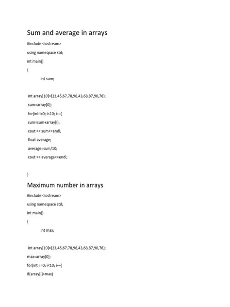 Arrays C Pdf Teaching Methods And Materials Computers