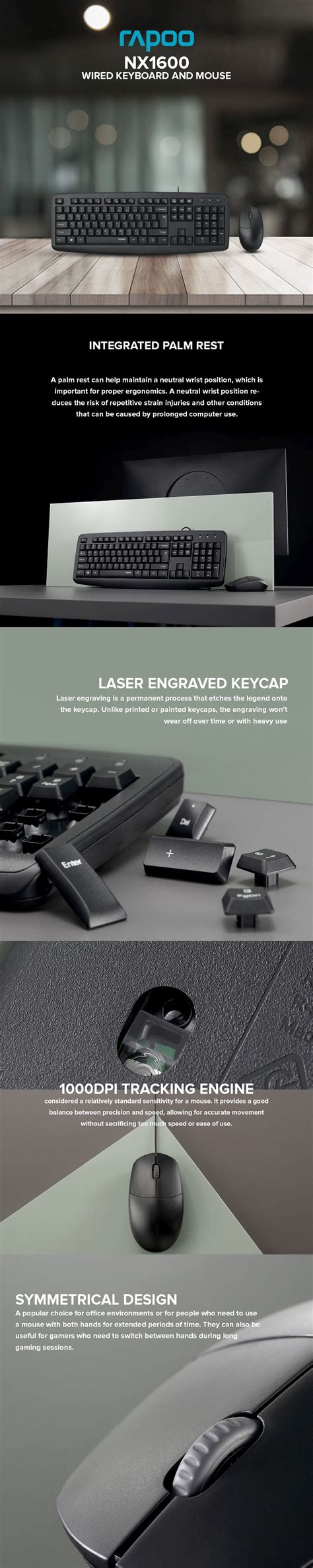 Rapoo Nx1600 Usb Wired Spill Resistant Design Non Slip Grille Wheel Pl Easypc