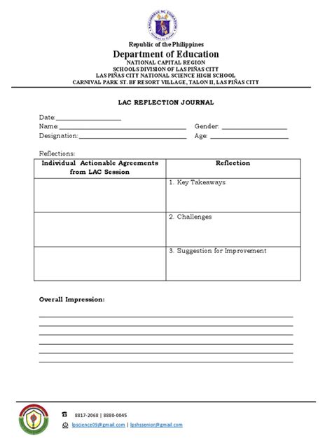 Lac Reflection Journal Pdf