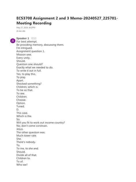 Ecs3708 Assignment 2 And 3 Memo Pdf Applied Mathematics