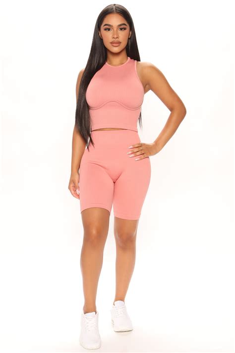 Never Too Much Seamless Short Set Rose Fashion Nova Matching Sets