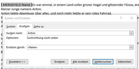 Word Seriendruckfeld Mergefield Mit Suchen Und Ersetzen Kopieren