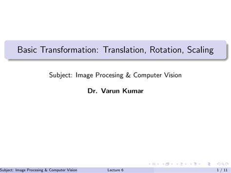 Lecture 6 Basic Transform Translation Rotation Scaling Pdf 3 D