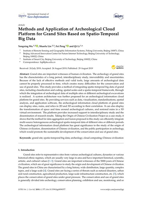 Pdf Methods And Application Of Archeological Cloud Platform For Grand Sites Based On Spatio