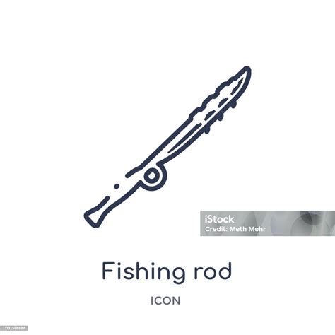 캠핑 개요 컬렉션에서 선형 낚 싯 대 아이콘입니다 얇은 라인 낚시 막대 벡터 흰색 배경에 고립입니다 낚 싯 대 유행 그림 강에 대한 스톡 벡터 아트 및 기타 이미지 Istock