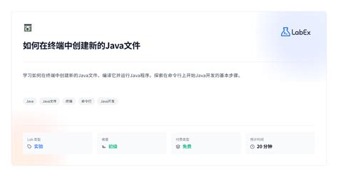 如何在终端中创建 Java 文件并运行程序 Labex