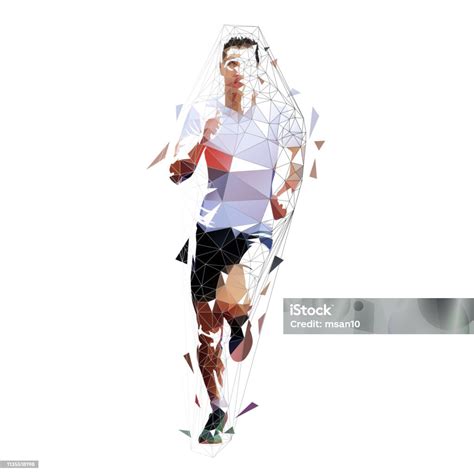실행 남자 전력 질주 낮은 다각형 기하학적 그림 벡터 달리기 남자 정면 보기 달리기에 대한 스톡 벡터 아트 및 기타 이미지 달리기 마라톤 근육 Istock