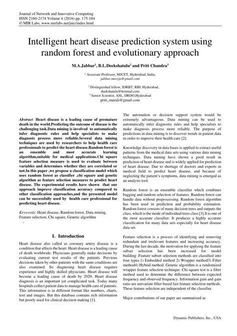 pdf intelligent heart disease prediction system using random forest
