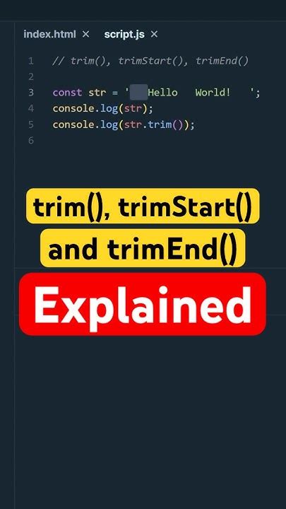 37 Javascript Interview Question Trim Trimstart Trimend Explained Shorts