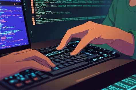 Programmer Typing Data Code Software Development Vector Illustration Premium Ai Generated Image