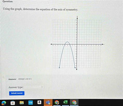 Solved Question Using The Graph Determine The Equation Of The Axis Of