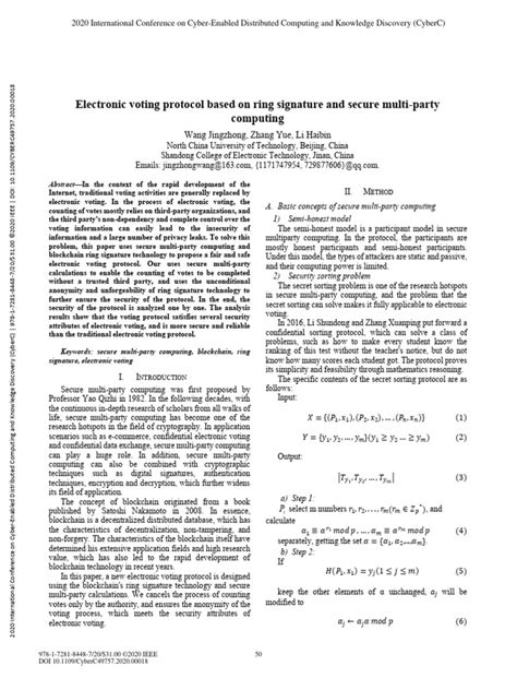 Electronicvotingprotocolbasedonringsignatureandsecuremulti Partycomputing Pdf