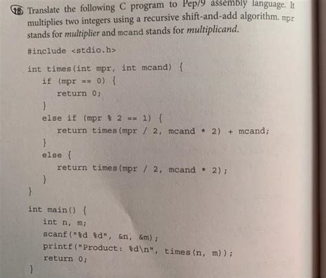 Solved Translate The Following C Program To Pep Chegg