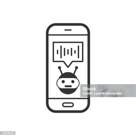 평면 스타일의 스마트 폰 아이콘에 음성 길잡이 흰색 고립 된 배경에 사운드 기록 벡터 일러스트 채팅 인식 비즈니스 개념입니다 가상현실에 대한 스톡 벡터 아트 및 기타 이미지