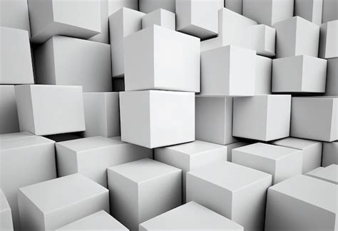 Premium Ai Image Randomly Positioned And Scaled White Cube Boxes Bloc Illustration Ai Generative