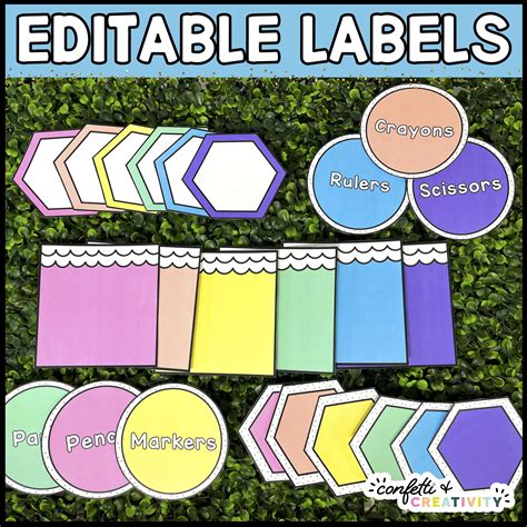 Bright And Simple Editable Classroom Labels Confetti And Creativity