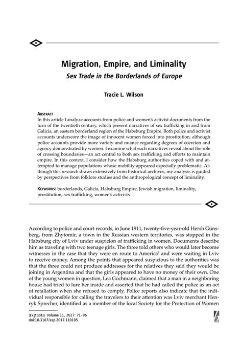 Pdf Migration Empire And Liminality Sex Trade In The Borderlands Of Europe