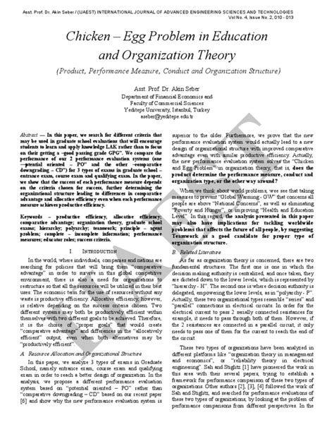 3 Ijaest Vol No4 Issue No2 Chicken Egg Problem In Education And Organization Theory 010 013