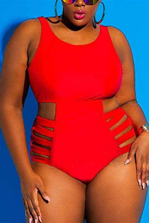 Us 11 49 Red Fashion Sexy Plus Size One Piece Swimsuit