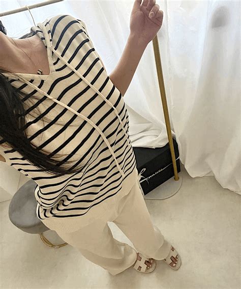 [ 소재촉감굿 Set] 수입 르엘 꾸안꾸 캡소매 후드 단가라 니트 와이드 팬츠 투피스 세트 셋업 에이블리