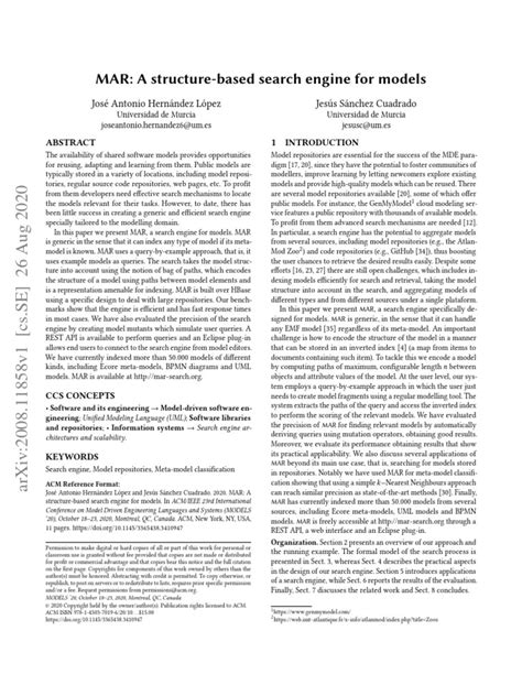 Mar A Structure Based Search Engine For Models Pdf