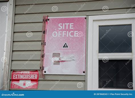 Warning Sign At A Construction Site To Restrict Entry Of People Stock Image Image Of Metal