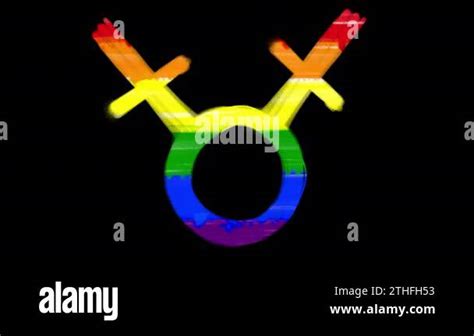 Animation Symbol Of Lesbians And Same Sex Love On A Black Screen Sign